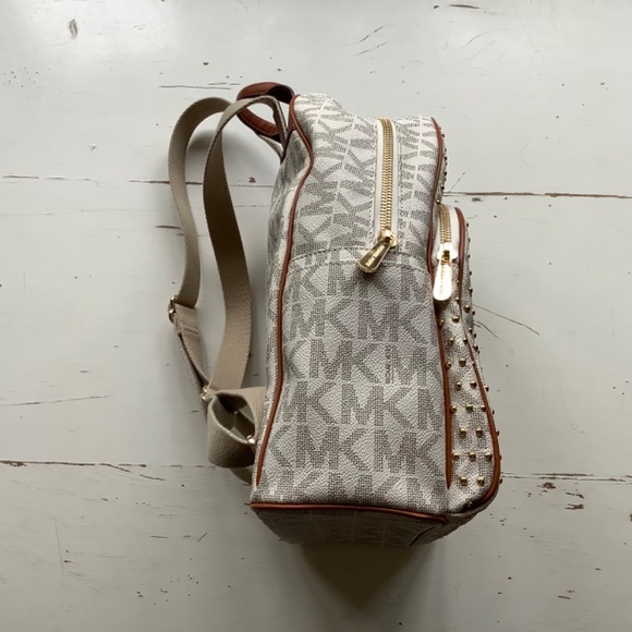 Michael Kors | Bags | Nwot Michael Kors Signature Logo Mk Studded Ivory ...